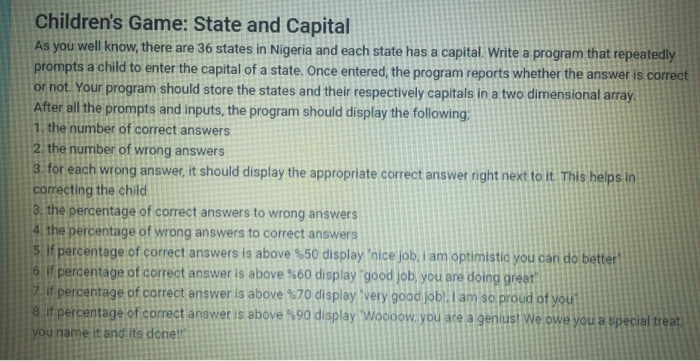 Solved USING JAVAThe states and capitals of nigeria | Chegg.com Solved USING JAVAThe states and capitals of nigeria | Chegg.com