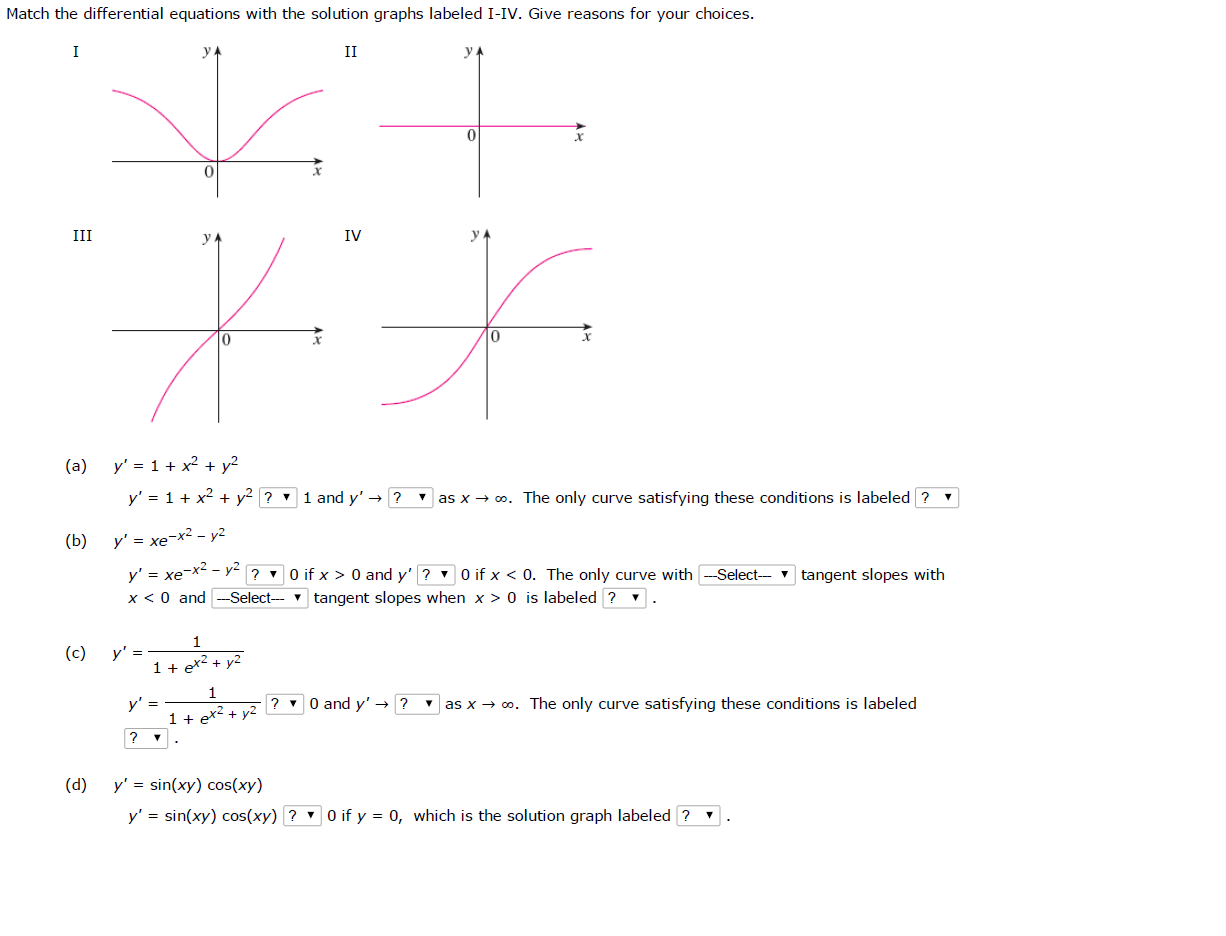 Solved Match the differential equations with the solution | Chegg.com