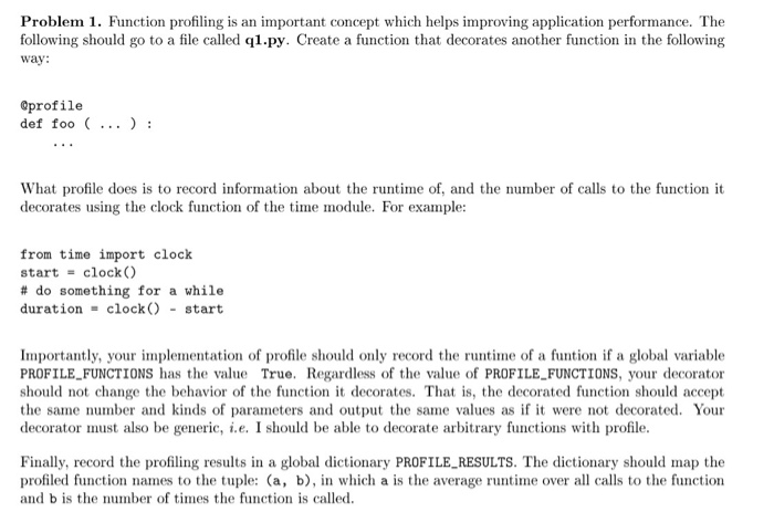 Solved Function profiling is an important concept which | Chegg.com