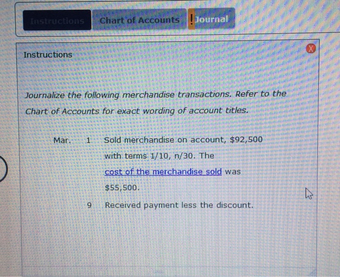 Solved Chart of Accounts! Journal ra Instructions Journalize | Chegg.com