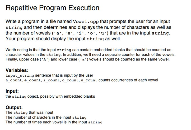 Solved Repetitive Program Execution Write a program in a | Chegg.com