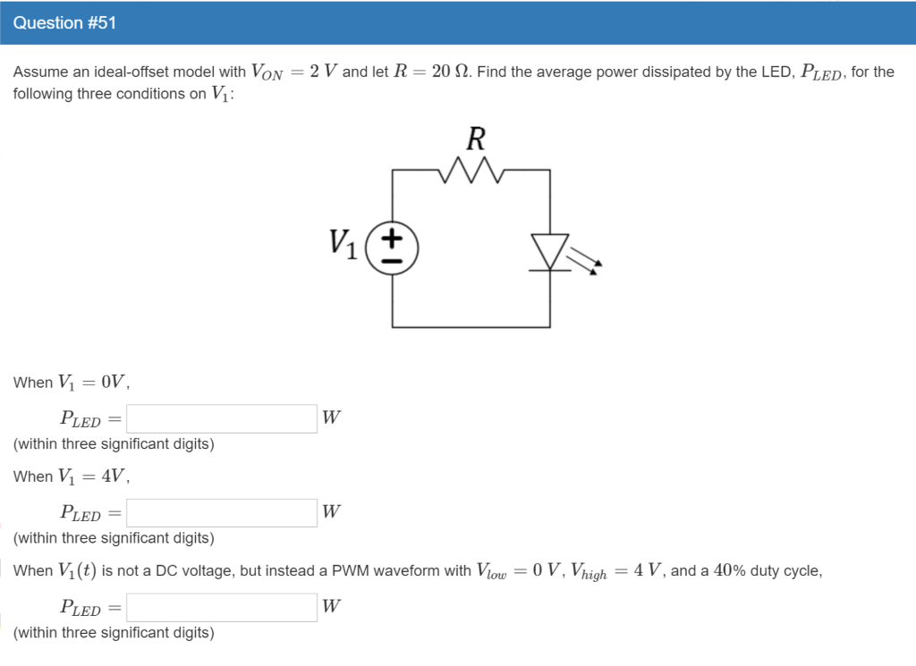 Solved Question #51 Assume an ideal offset model with VON 2 | Chegg.com