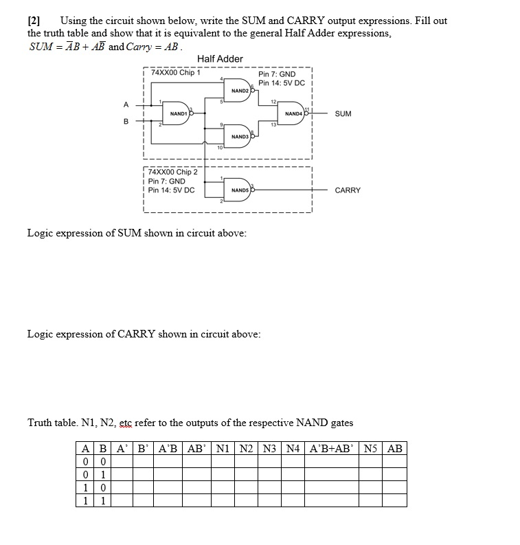 Solved Using the circuit shown below, write the SUM and | Chegg.com