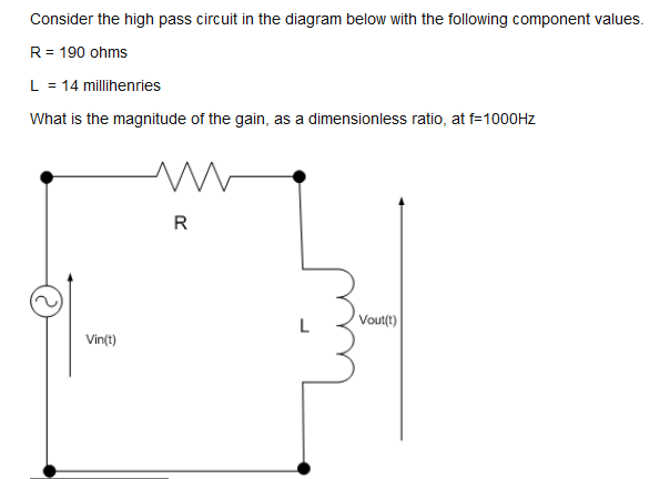 Solved Consider the high pass circuit in the diagram below | Chegg.com