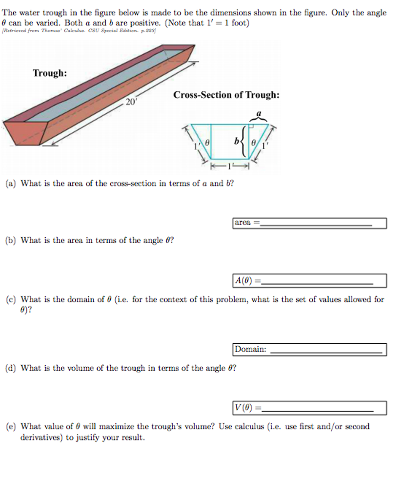 Solved The water trough in the figure below is made to be | Chegg.com