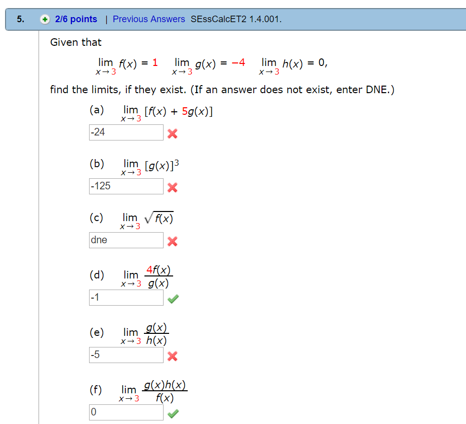 Solved 5. +2/6 points | Previous Answers SEssCalcET2 1.4.001 | Chegg.com Solved 5. +2/6 points | Previous Answers SEssCalcET2 1.4.001 | Chegg.com