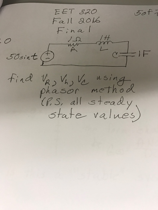 Solved Find V_R, V_h V_c using phasor method (p, s, all | Chegg.com