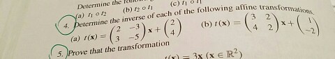 Solved Determine the inverse of each of the following affine | Chegg.com
