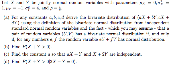 Solved Let X and Y be jointly normal random variables with | Chegg.com