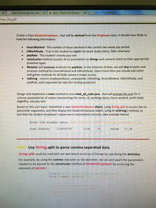 Solved that will prompt the user Java-Object & Classes x | Chegg.com