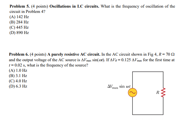 Solved Problem 5. (4 points) Oscillations in LC circuits. | Chegg.com