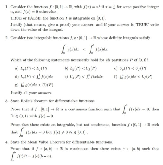 Solved I. Consider the function f : [0, 1] → R, with f(z-n4 | Chegg.com