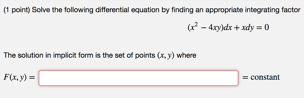 Solved (1 point) Solve the following differential equation | Chegg.com