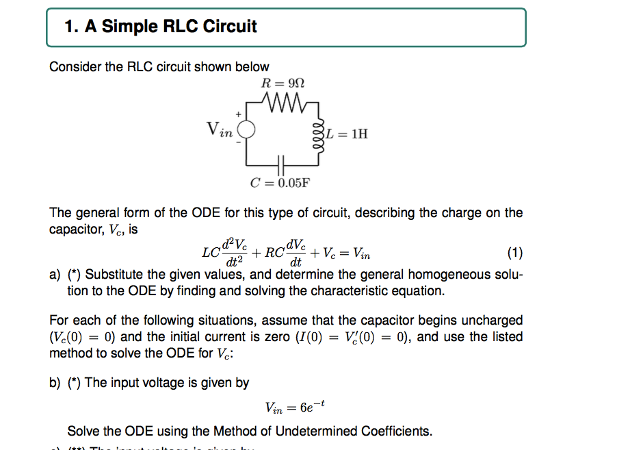 Solved Consider the RLC circuit shown below The general | Chegg.com