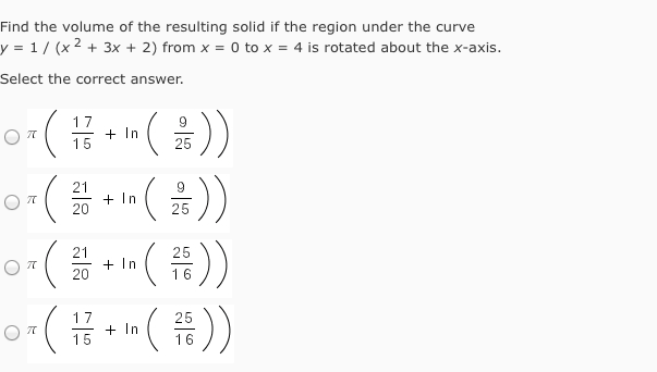 Solved Find the volume of the resulting solid if the region | Chegg.com