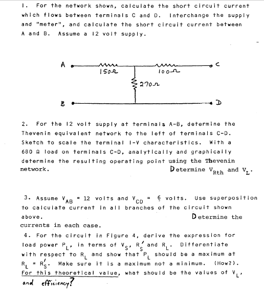 Solved For the network shown, calculate the short circuit | Chegg.com
