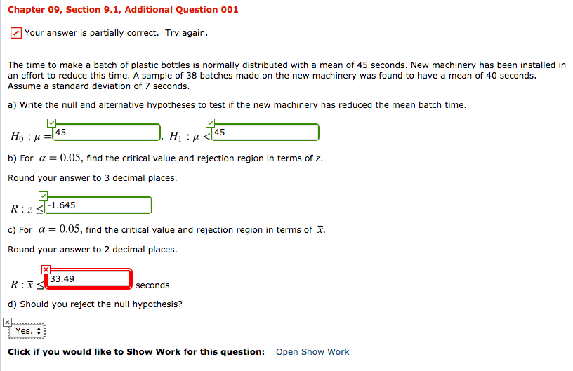 Solved Chapter 09, Section 9.1, Additional Question 001 Your | Chegg.com