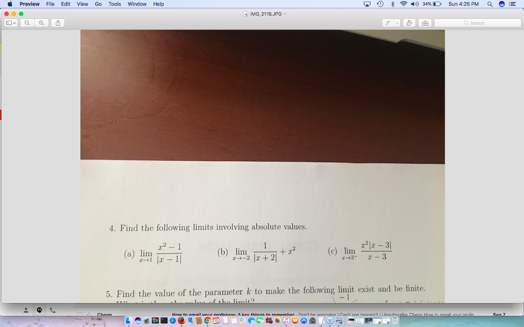 Solved Find the following limits involving absolute values. | Chegg.com