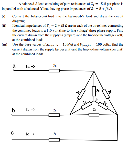 Solved A balanced-A load consisting of pure resistances of | Chegg.com