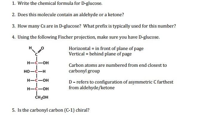 Solved Write the chemical formula for D-glucose. Does this | Chegg.com