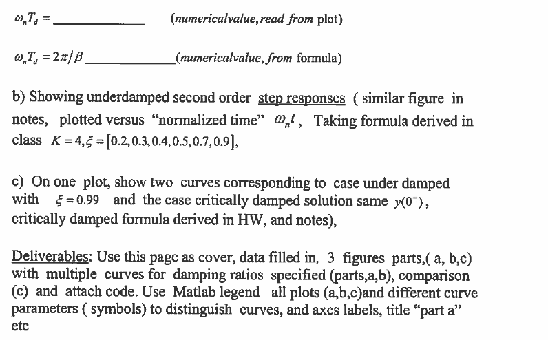 Solved EENG 4308 Matlab 2 (2nd order responses) Name inputs | Chegg.com