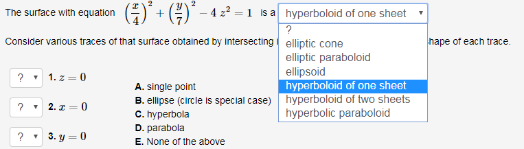 Solved (5) , ( 2-4 al hyperboloid of one sheet The surface | Chegg.com