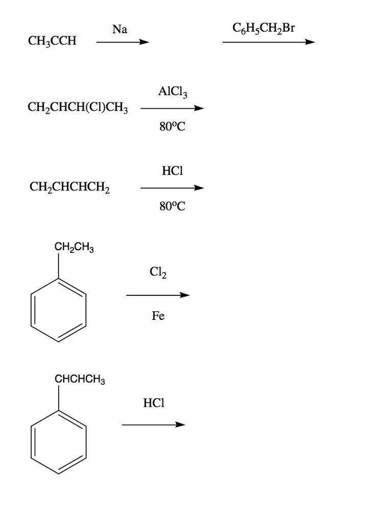 Solved Na 5CH25 CH3CCH AlCl3 CH2CHCH(CI)CH2 80°C HCl | Chegg.com