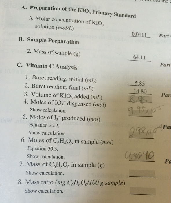 Preparation of the KIO_ 3 primary standard Molar | Chegg.com