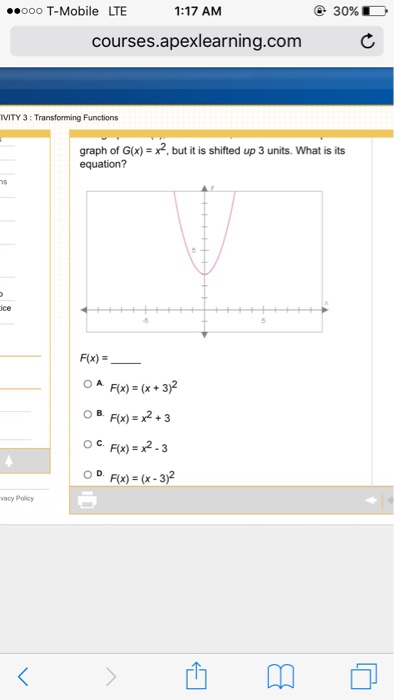 Solved ooo T-Mobile LTE 1:17 AM 30% courses.apexlearning.com | Chegg.com