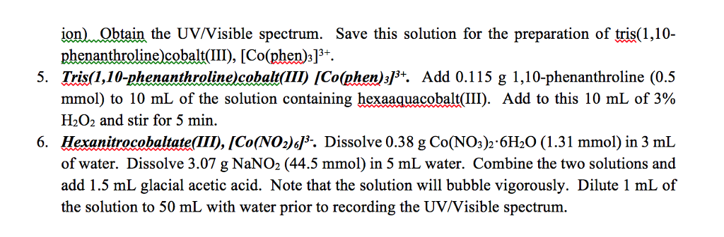Solved Spectroscopy of Octahedral Cobalt Complexes - | Chegg.com