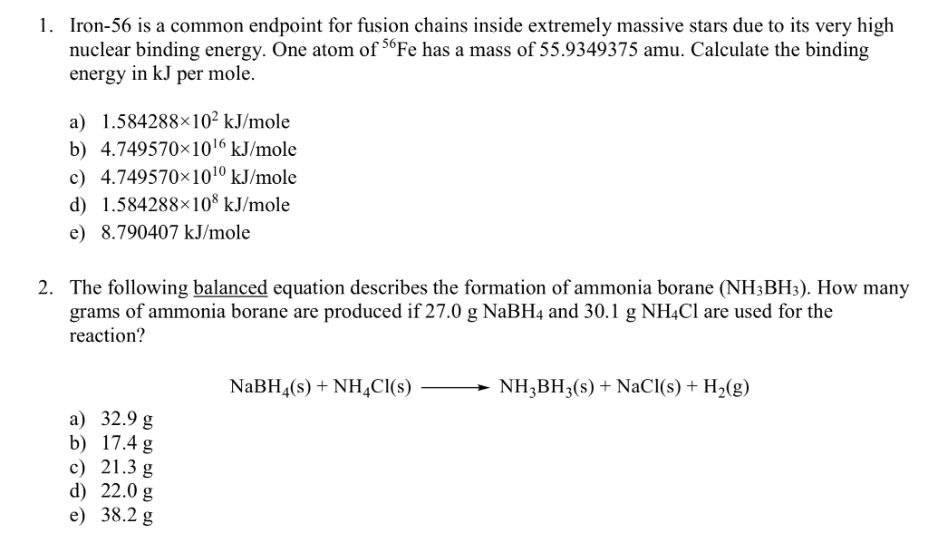 Solved 1. Iron-56 is a common endpoint for fusion chains | Chegg.com