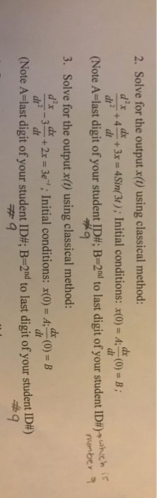 Solved Solve for the output x() using classical method: | Chegg.com