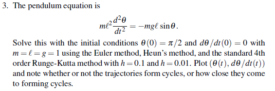Solved What is the pendulum equation from this problem | Chegg.com
