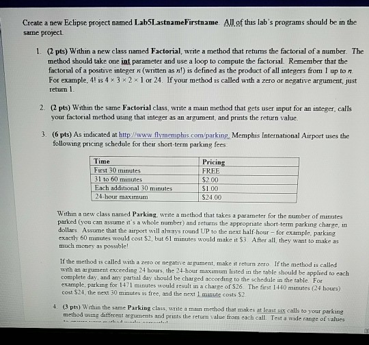 Solved Create a new Eclipse project named | Chegg.com