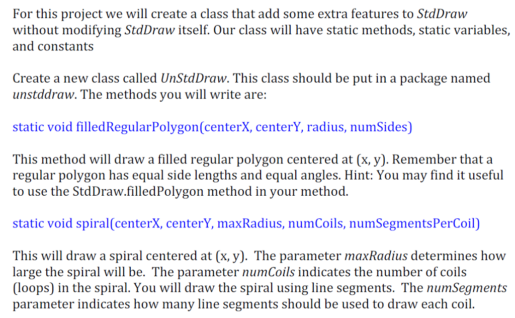 Solved For this project we will create a class that add some | Chegg.com