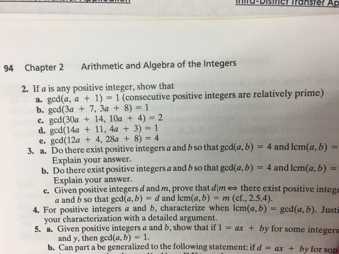 Solved Arithmetic and Algebra of the integers If a is any | Chegg.com
