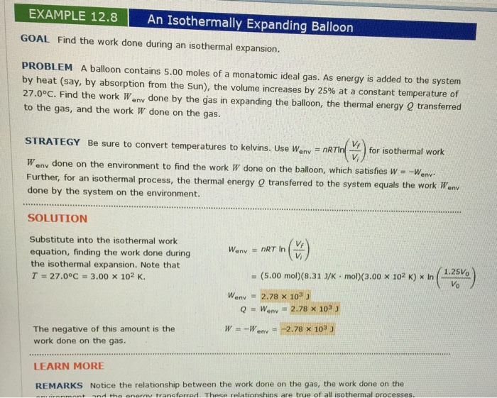 Solved Find the work done during an isothermal expansion | Chegg.com