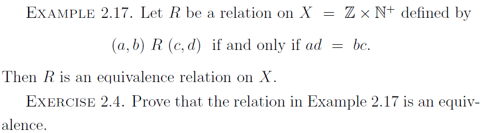 Solved EXAMPLE 2.17. Let R be a relation on X-Z × N+ defined | Chegg.com