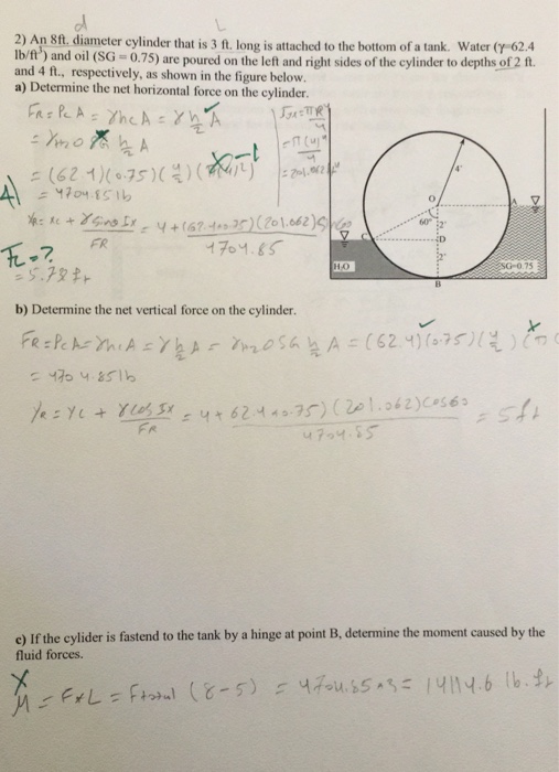 Solved An 8ft. diameter cylinder that is 3 ft. long is | Chegg.com