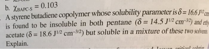 Solved A styrene butadiene copolymer whose solubility | Chegg.com