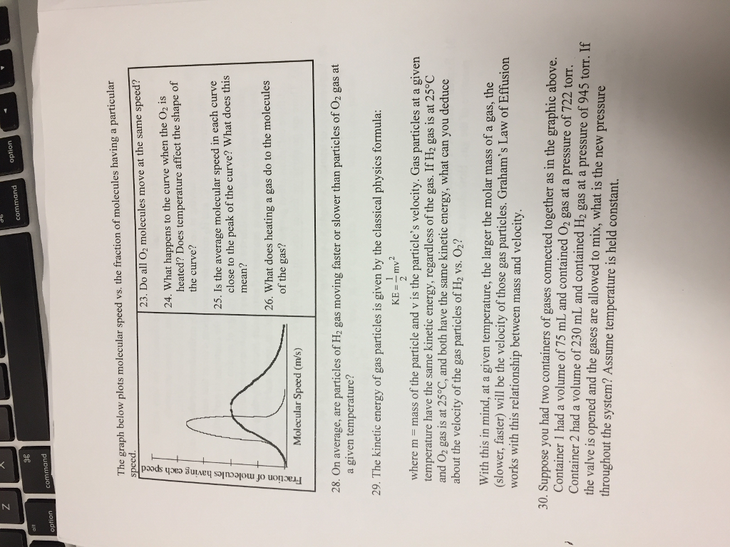 The graph below plots molecular speed vs. the | Chegg.com