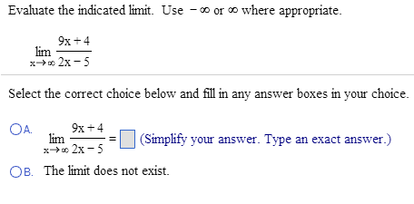Solved Evaluate the indicated limit. Use -oo or where | Chegg.com