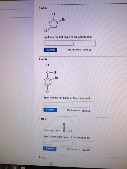 Solved Part A Br Cl Spell out the full name of the compound. | Chegg.com