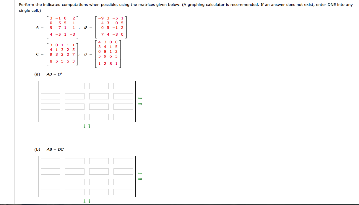 Solved Perform the indicated computations when possible, | Chegg.com