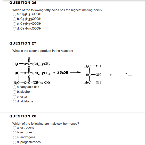 Solved QUESTION 1 A functional group present in fats is O a, | Chegg.com