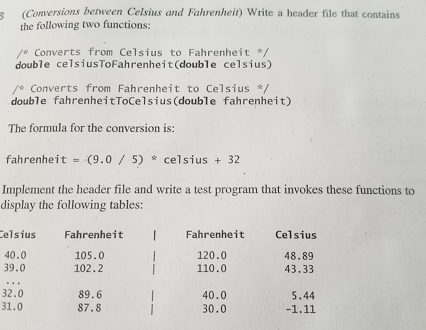Solved (Conversions between Celsius and Fahrenheit) Write a | Chegg.com
