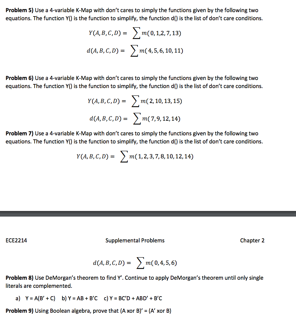 Solved Use A 4 Variable K Map With Dont Cares To Simply The