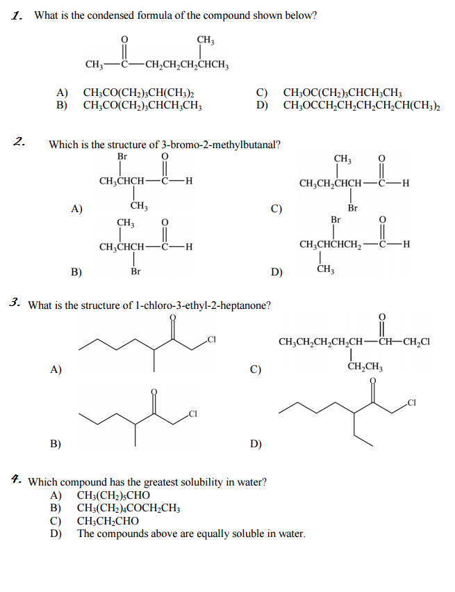 Solved What is the condensed formula of the compound shown | Chegg.com