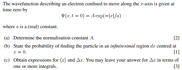 Solved The Wavefunction Describing An Electron Confined To