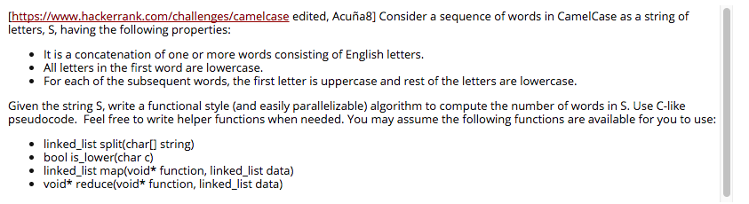 Solved https://www.hackerrank.com/challenges/camelcase | Chegg.com